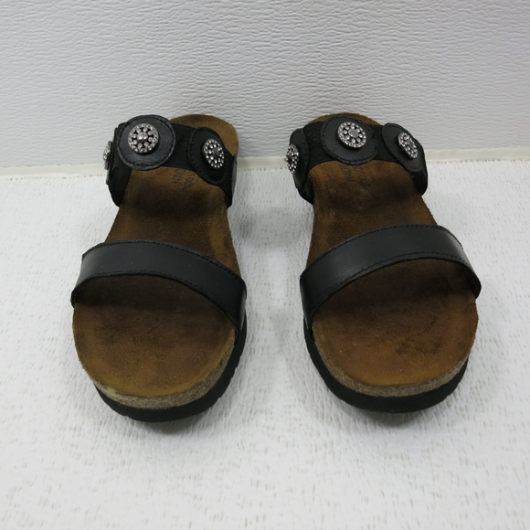 Naot | Shoes | Naot Leather Elastic Dual Strap Slide Sandals 38 7 ...